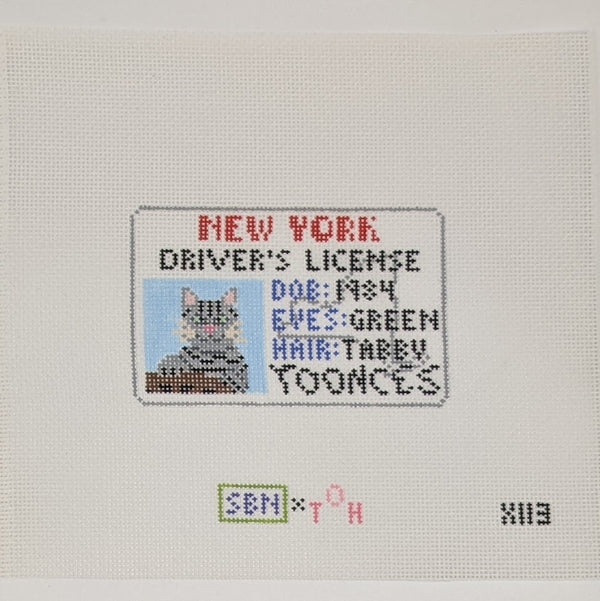 Toonces Driver's License - Susan Battle Needlepoint
